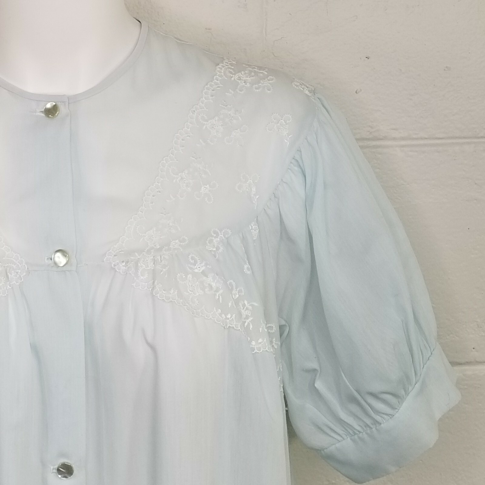 Vintage Sears Blue Lace House Coat Day Robe Size 36 -… - Gem