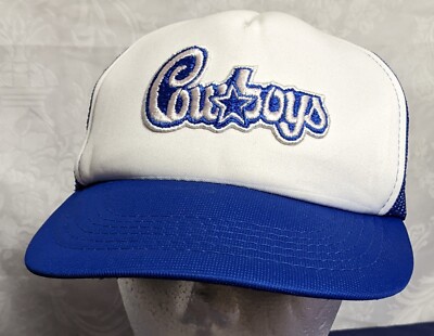 Vtg DALLAS COWBOYS Snapback Hat SCRIPT Mesh Foam Trucker Cap | eBay