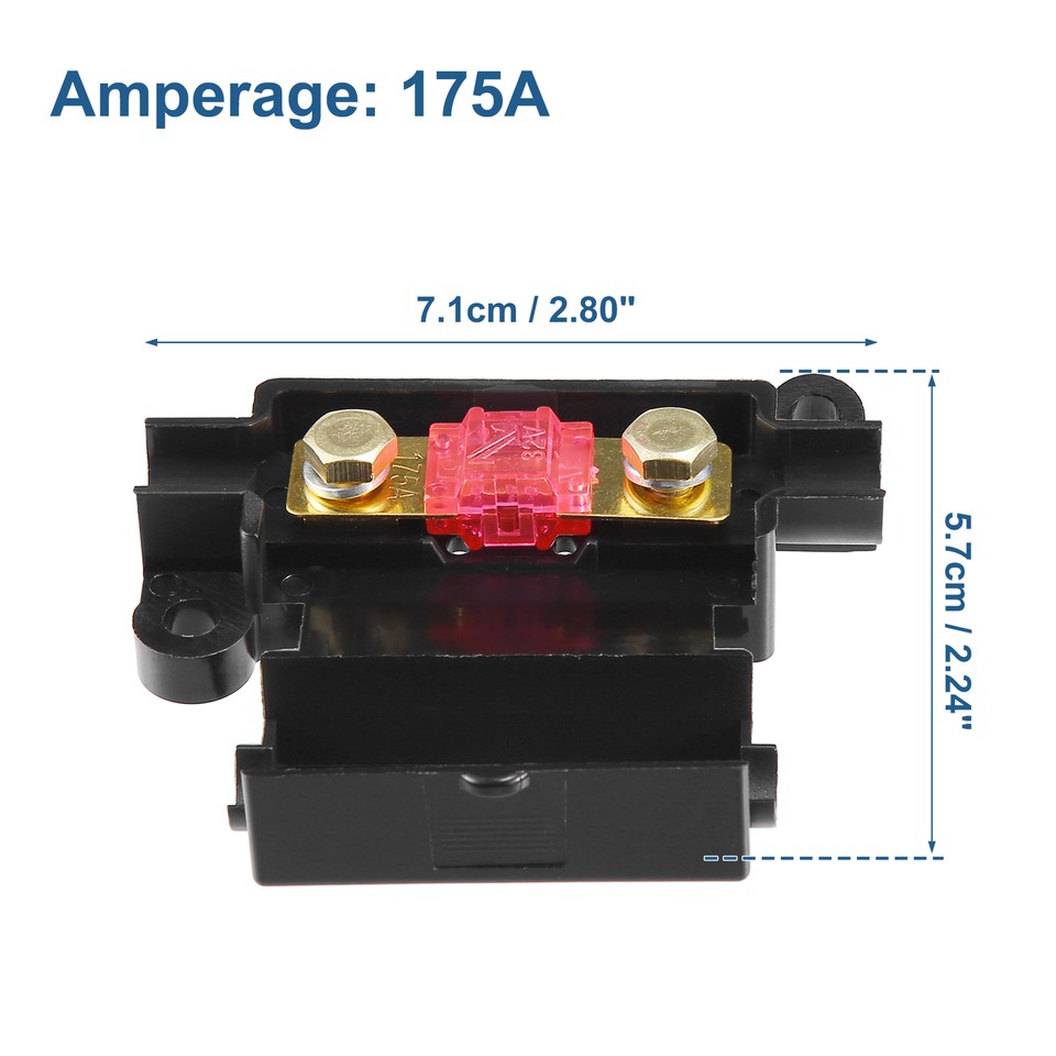 2 Set Auto Black 175A Fuse with In-Line Holder Electrical Protection ...