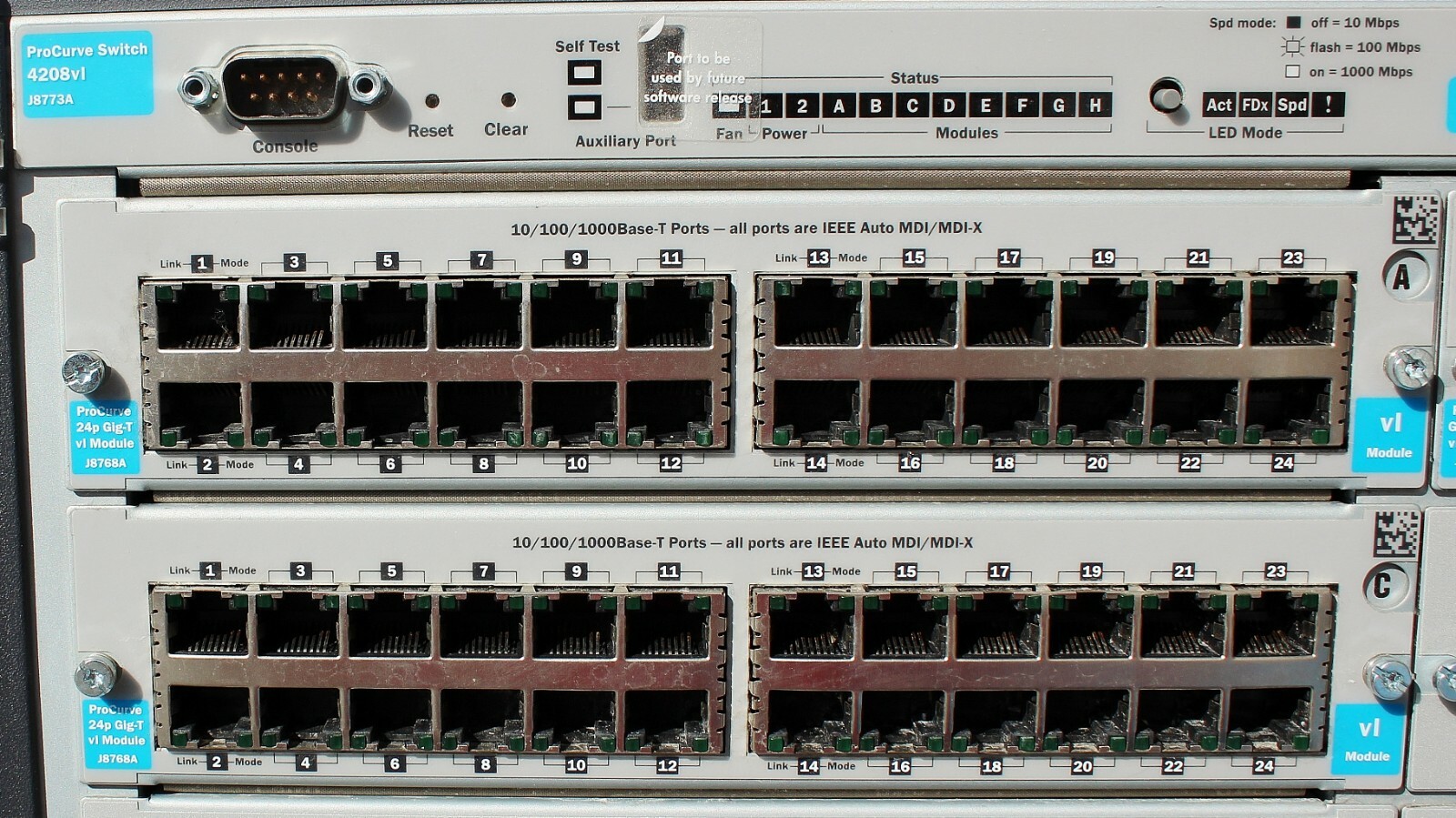 HP J8773A ProCurve 4208vl Switch W/ (1) J4839A PS, (2) J8768A, (1 ...