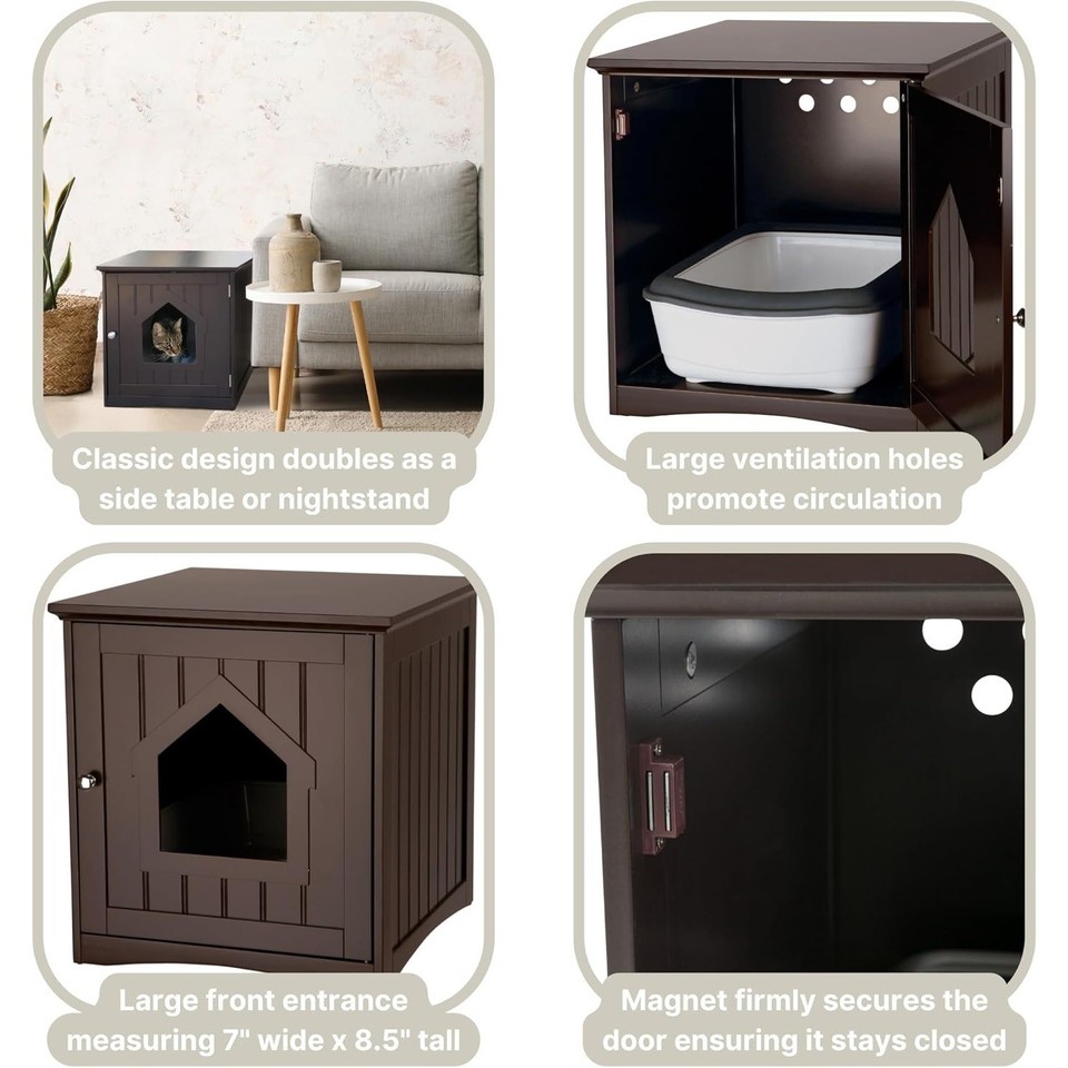 Small Litter Box Enclosure - Indoor Furniture for Cats - Add a Bed for ...