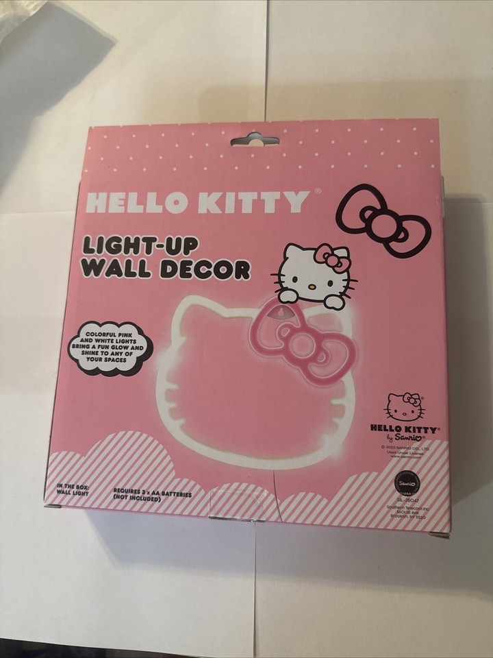 Hello Kitty Light Up Wall Decor Pink & White Lights Battery Powered NIB ...