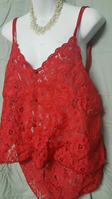 Ventura Red Teddy Camisole Panty Set Sexy Lace Plus Size 2x 3X 4X 5X | eBay