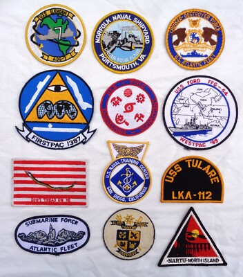 12 assorted 1960's-current USN US Navy patches USS Ford Tulare San ...