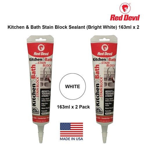 Red Devil Kitchen & Bath Stain Block Sealant Caulk Mold Resistant White ...
