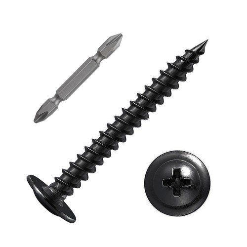 100 pcs #10Ã—2 Black Phillips Truss Head Wood Screws Quick Metal Self ...