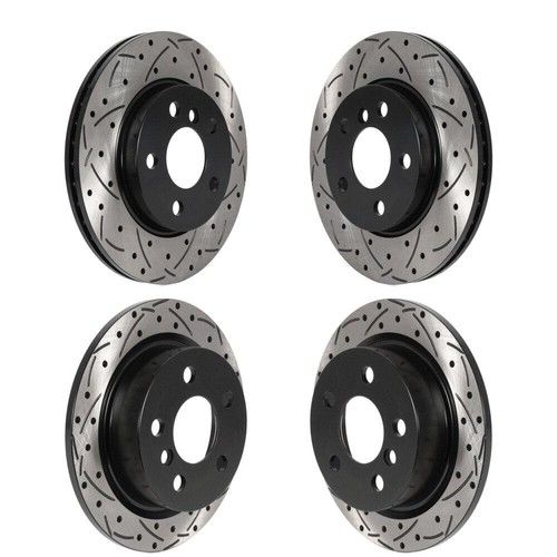 Coated Drilled Slotted Disc Brake Rotors Front Rear Kit For Mini Cooper ...