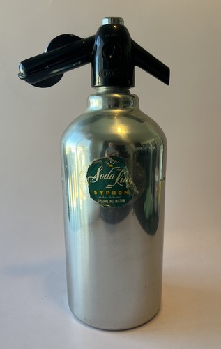 VINTAGE Soda King CHROME Stainless Steel Syphon GLASS Straw Bottle ...