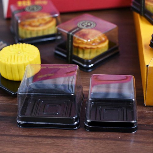 5pcs Mini Clear Plastic Square Moon Cake Container Cupcake Box Holder ...