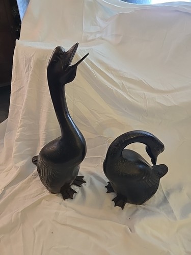 Pair of Antique Meiji Japanese Cast Iron Geese Mid 20th Century ...