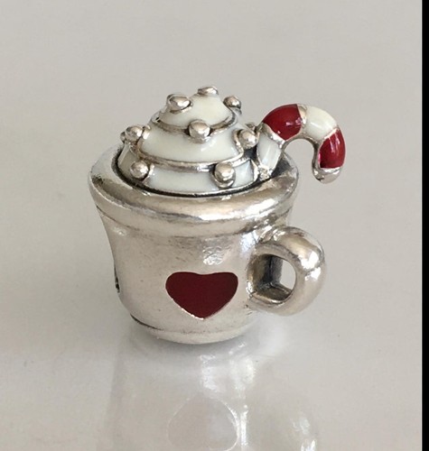 Authentic Pandora Warm Cocoa Charm Sterling Silver White And Red Enamel ...