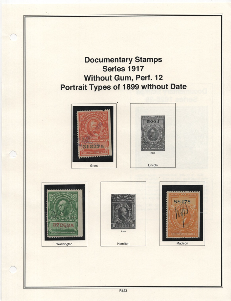 US 1874–1929 INTERNAL REVENUE & DOCUMENTARY STAMPS COLLECTION OF 84 ON ...