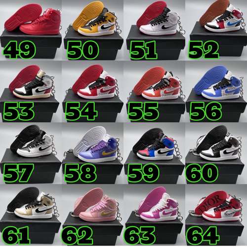 Jordan High Top Low Top Mini Sneaker Key Chains A Pair With Shoe Box | eBay