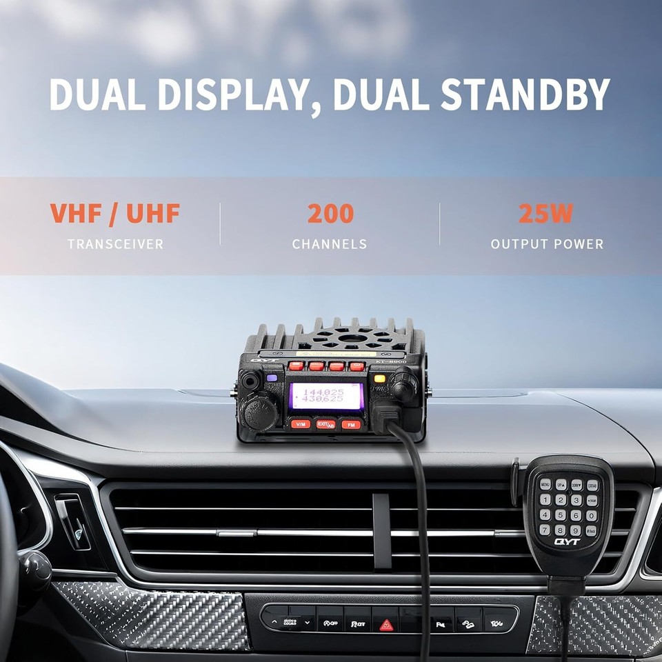 Kt8900 Mini Car Gmrs Radio Mobile Transceiver 20 Watt Dual Band ...