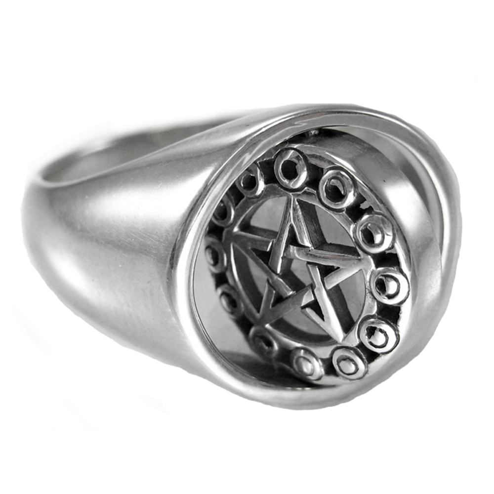 Silver Large Pentacle Moonstone Flip Ring Lunar Goddess Jewelry sz 4-15 ...