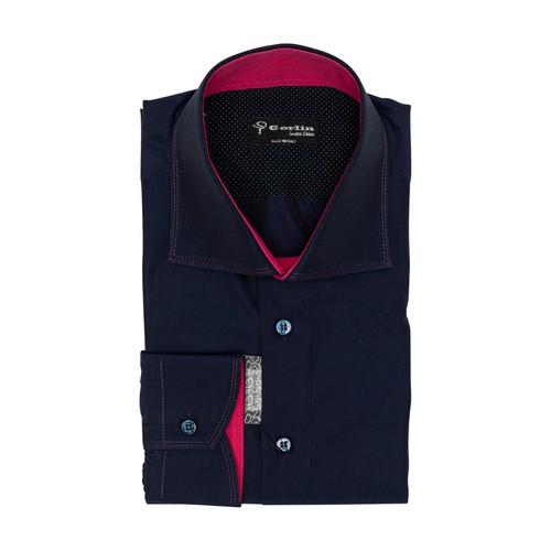 690$ LUXURY GERLIN Shirt Blue "SILK THREADS" ALUMO Cotton 16 41 4B ...