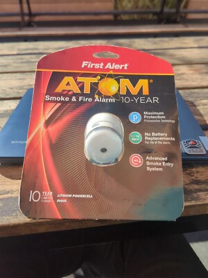 First Alert ATOM Smoke & Fire Alarm 10 Year Maximum Protection Model # ...