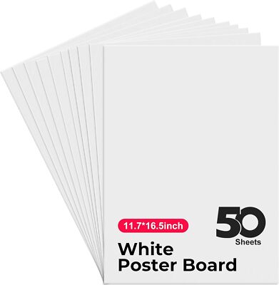 Poster Board 50Pcs, 11.7x16.5 White Poster Paper, 240GSM Thickness ...