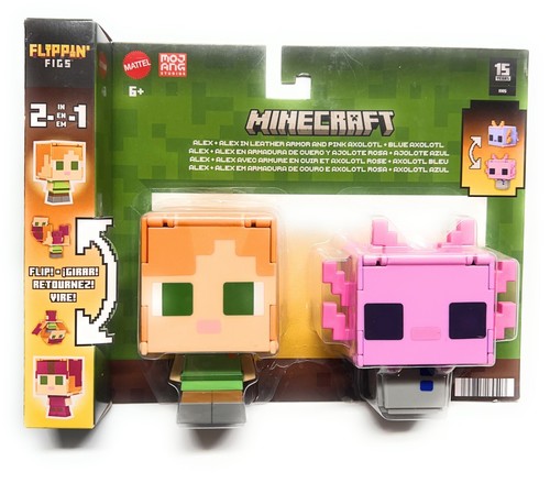 MINECRAFT FLIPPIN' FIGS ALEX AND AXOLOTOL 2-in-1 ACTION FIGURES.FREE ...