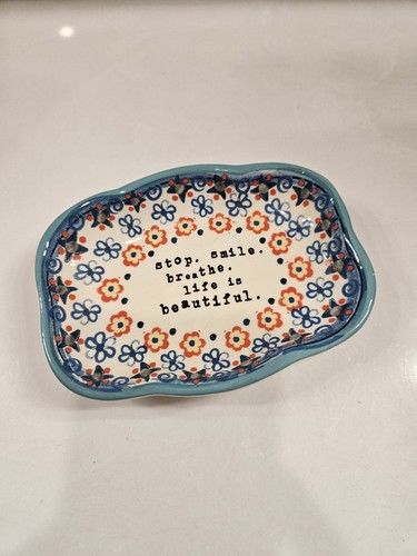 Natural Life Trinket Dish Life Is Beautiful Floral Ceramic | eBay