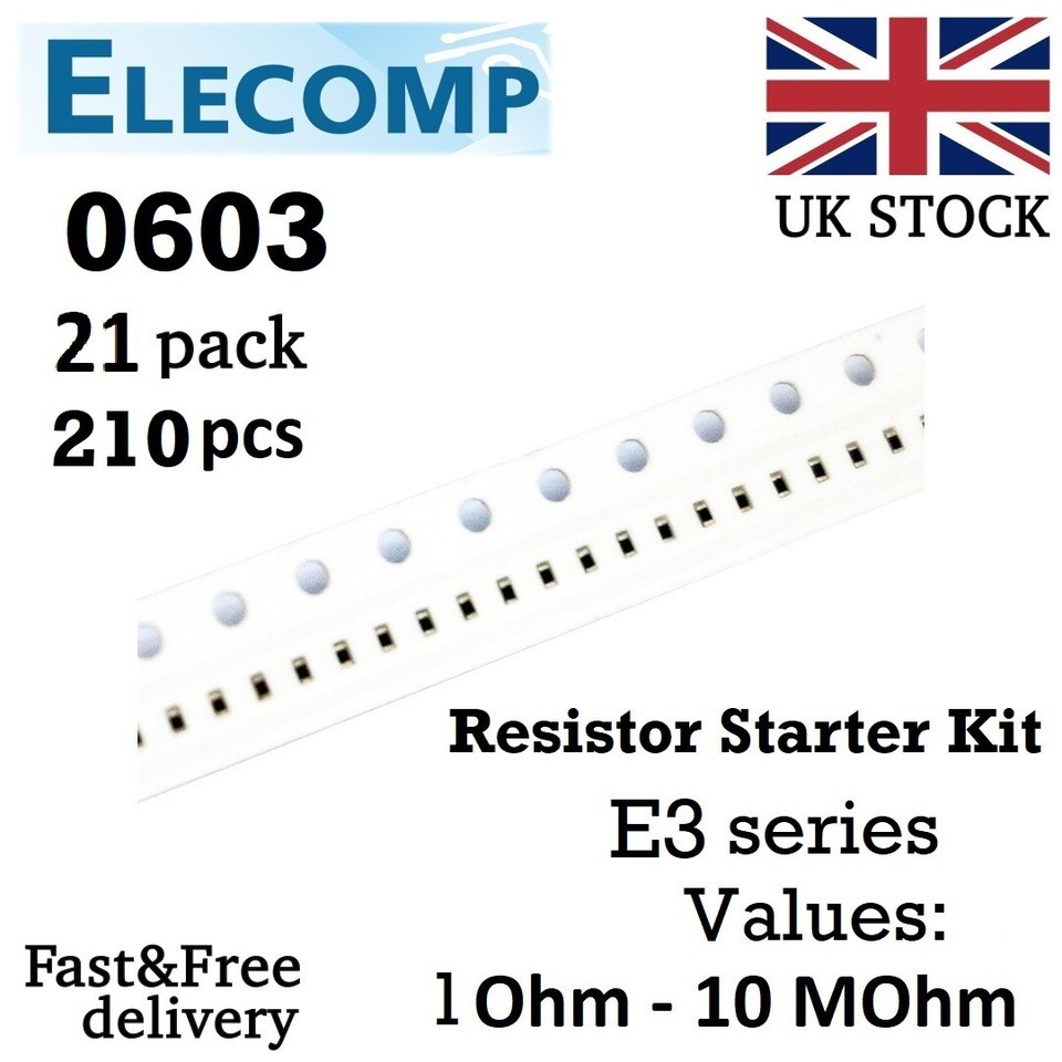 0603 0805 1% Resistor Starter KIT E3/E6/E12/E24 values 1 Ohm-10 MOm ...