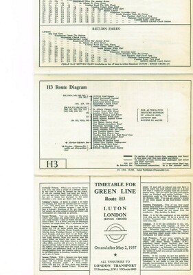 1937 TIMETABLE GREEN LINE ROUTE H3 LUTON LONDON (kings cross) | eBay UK
