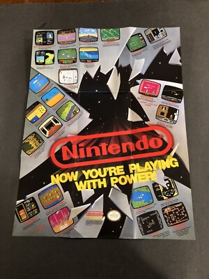 Nintendo nes box Insert poster 1989 now you’re playing with power | eBay