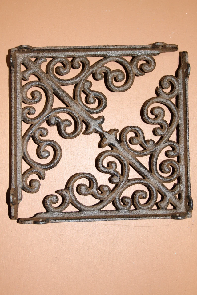 Ornate Victorian Shelf Brackets,brown metal,lacy design,all occasion B ...