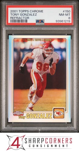 2001 TOPPS CHROME REFRACTOR #150 TONY GONZALEZ RC #/999 POP 2 PSA 8 ...