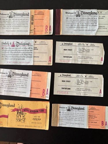 Disneyland - Lot of 6 vintage partial ticket books 1 w/Magic Kingdom ...