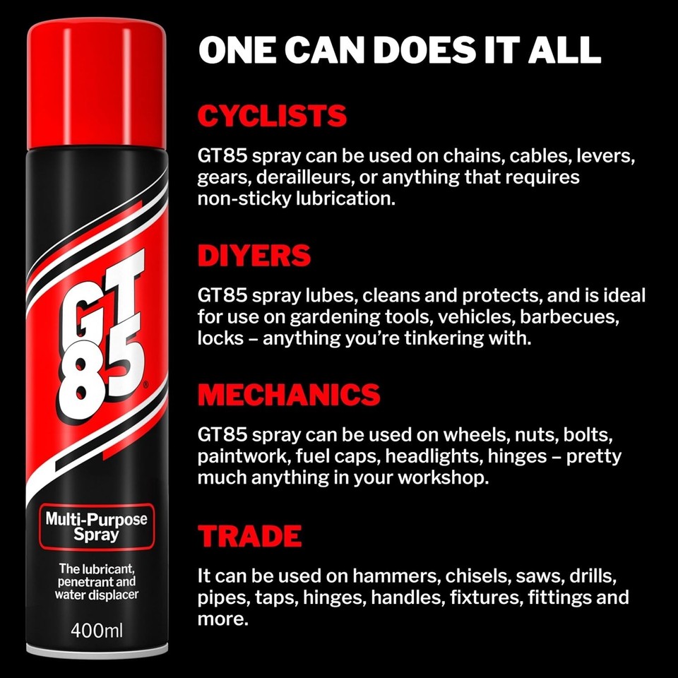 GT85 Multi-purpose Spray Lubricant Oil - Bicycle Bike Chain Lube Chain ...