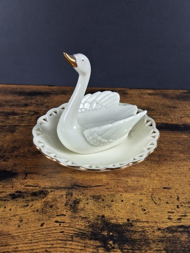 AVON SWAN RING & Trinket DISH Bone China Off White 4.5" TALL | eBay