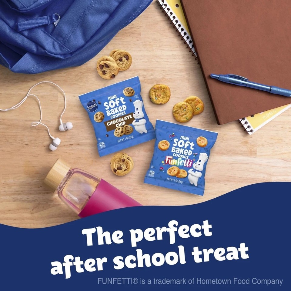 Pillsbury Mini Soft Baked Cookies, Chocolate Chip and Funfetti, Variety ...