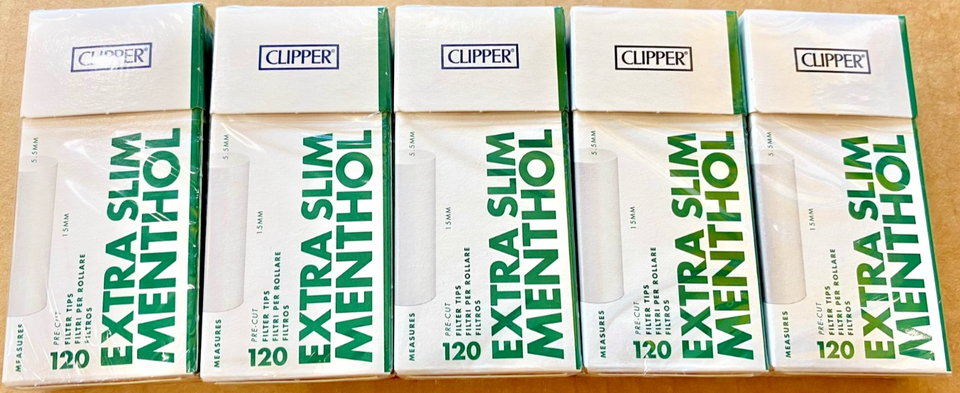 Clipper Extra Slim Pop-Up Menthol Filter Tips, 5 Pack x 120Tips, Total ...