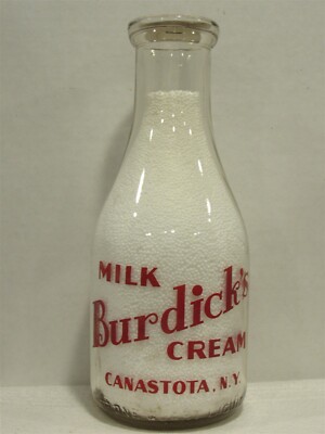 TRPQ Milk Bottle Burdick Burdick's Dairy Farm Canastota NY MADISON ...