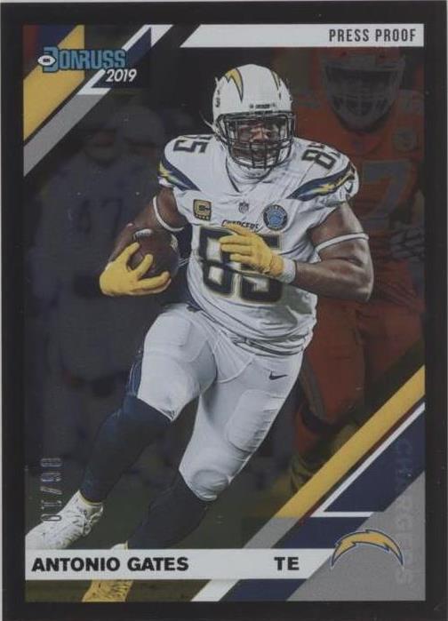 2019 Panini Donruss - Antonio Gates #136 Press Proof Black /10 for sale ...