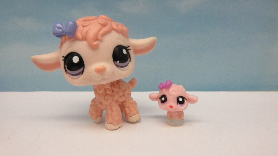 LITTLEST PET SHOP RARE #1670 PINK SHEEP & TEENSIE LAMB CUSTOM EASTER ...