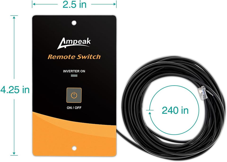 Remote On/Off Switch for 1000W-3000W Power Inverters with 20 Ft Cable ...