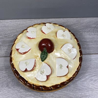 Apple Pie Plate Keeper With Lid Ceramic 11 Inch X 2 Inch Over And Back ...