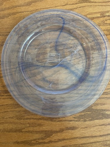 ARDA large Glassware plate With Blue Swirls ~13” | eBay
