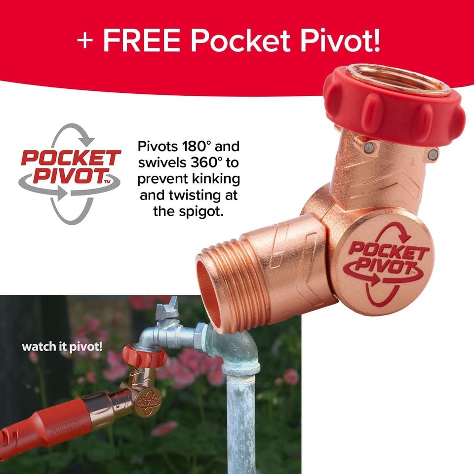 Pocket Hose Copper Head w/New Pocket Pivot Expandable Garden Hose 25 FT ...