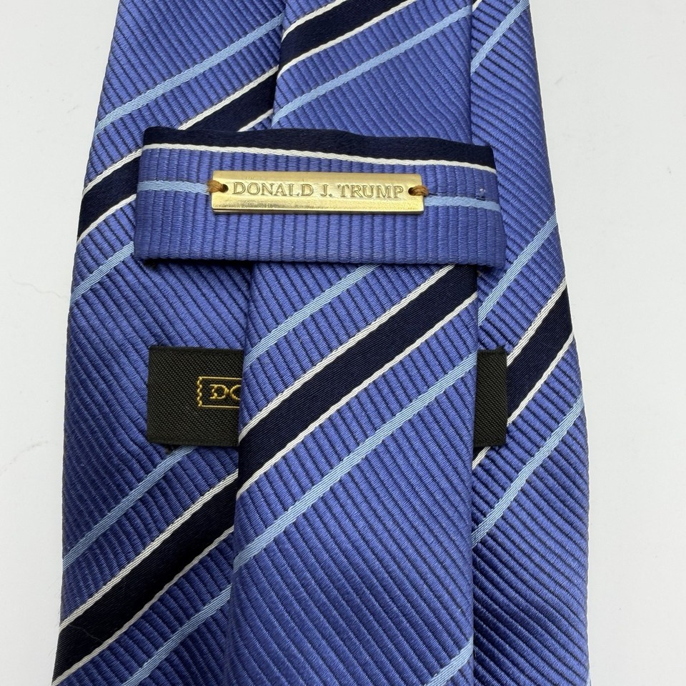 Donald J. Trump Signature Collection Blue and Black Striped 100% Silk ...
