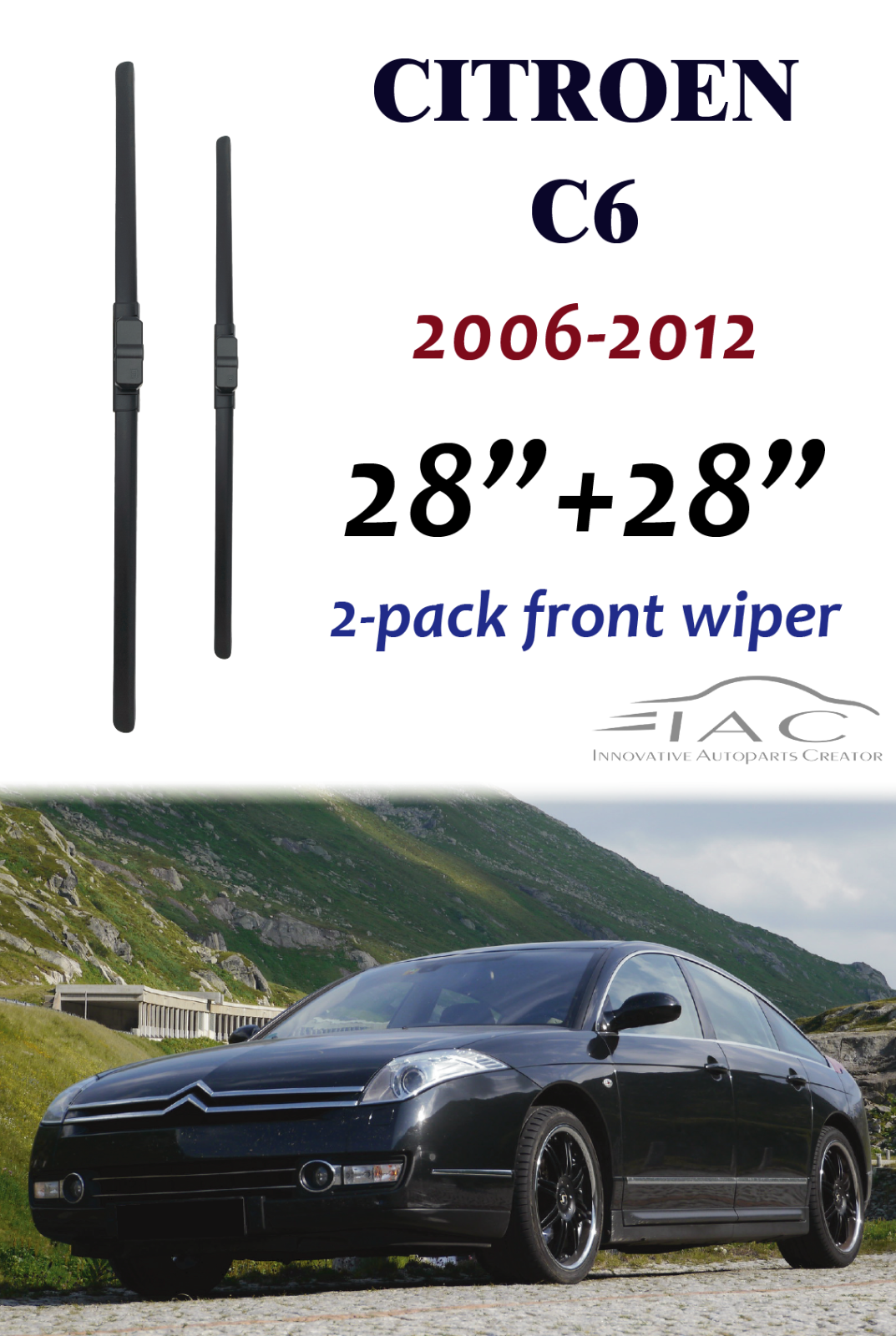 For Citroen C6 2006-2012 28"+28" Front Windshield Wiper Blade 2 Pack | eBay