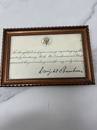 FRAMED VINTAGE PRESIDENT DWIGHT D EISENHOWER THANK YOU CARD DATED 1956 ...
