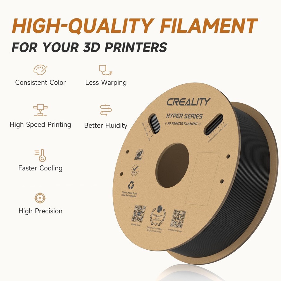 Creality 2 Pack Hyper PLA 3D Printing Filament 1.75mm Bundle 2KG for 3D ...