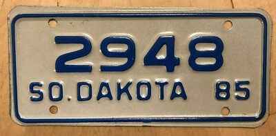 1985 SOUTH DAKOTA MOTORCYCLE CYCLE LICENSE PLATE " 2948 " SD 85 LOW ...