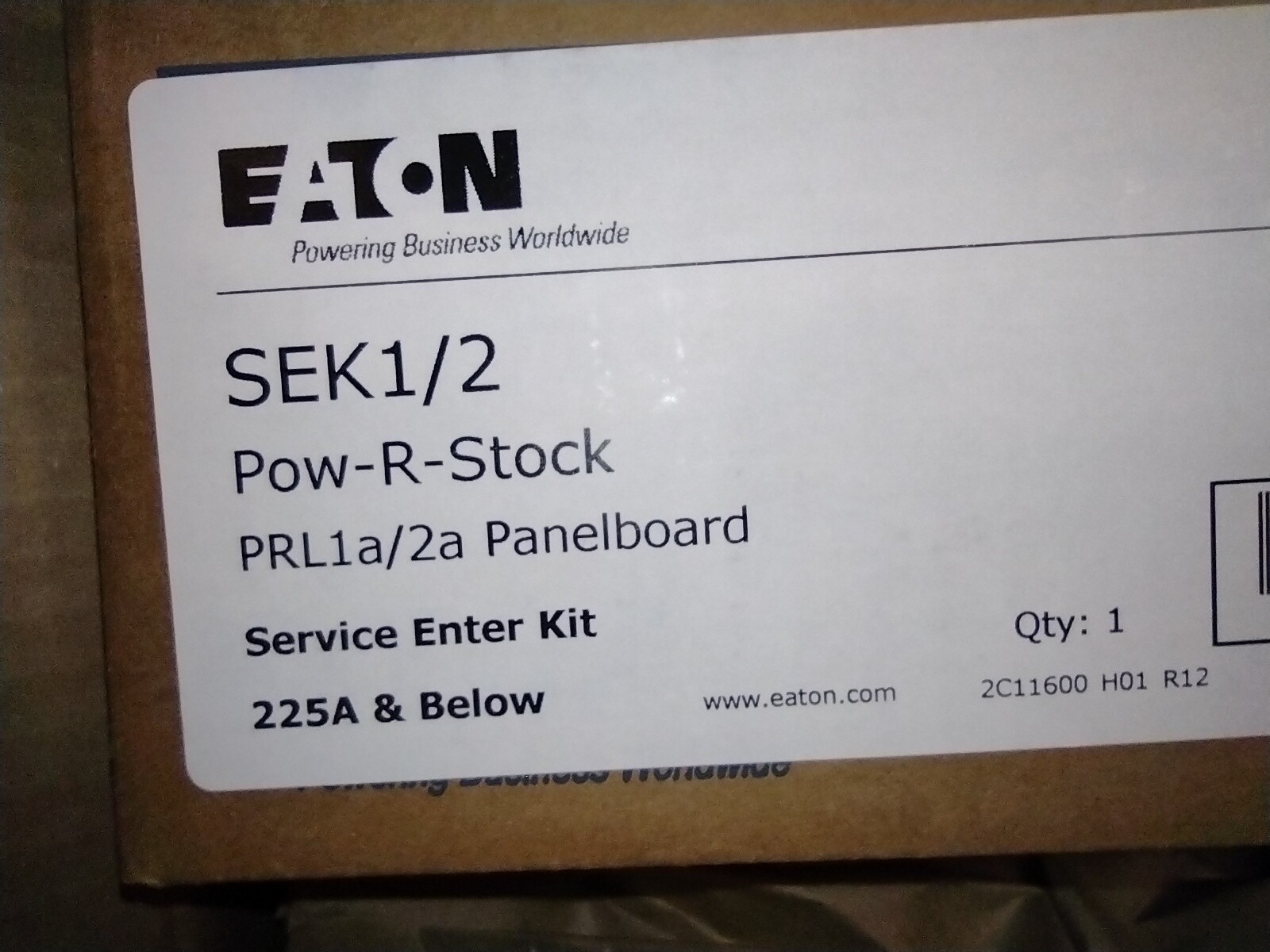 Eaton SEKB Pow-R-Stock PRL1A/2A Panelboard Service Entrance Kit SEK1/2 ...