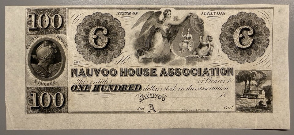 Nauvoo House Association Currency, Stock Certificates. Lot Of 3. Mormon ...