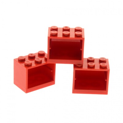 3x Lego Cabinet Housing B-Ware Used 2x3x2 Red Box Container Crate Empty ...