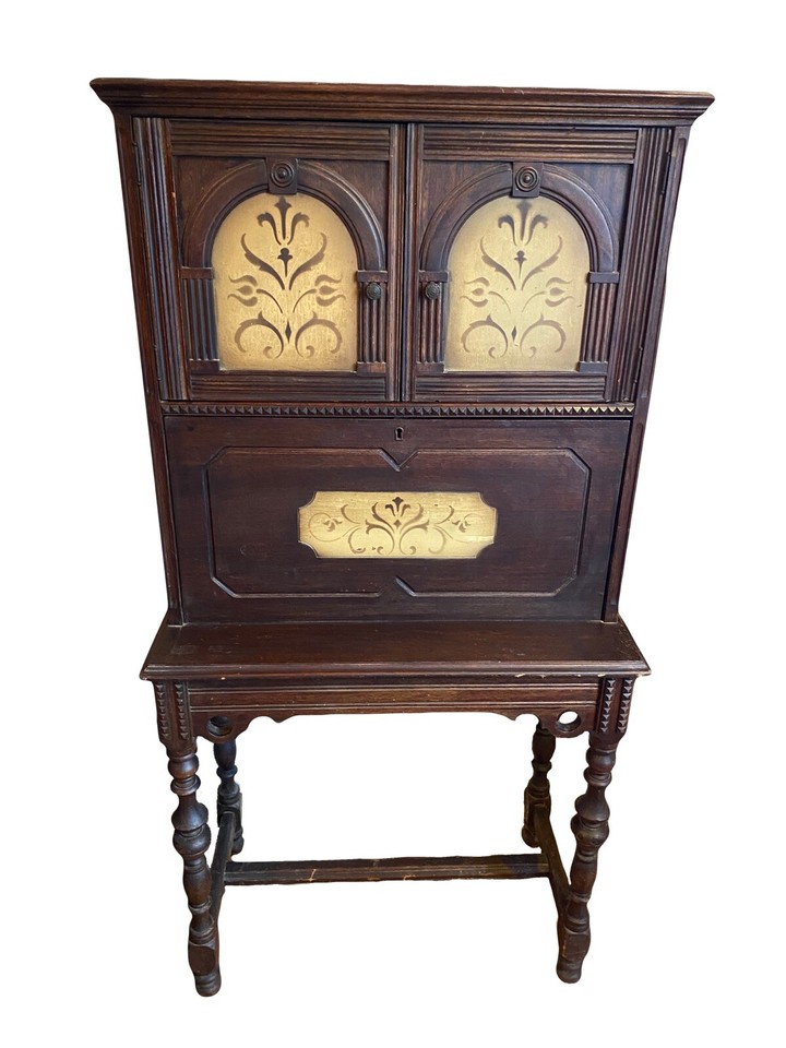 Pair of Antique William and Mary Style Drop Front Secretary Writing ...